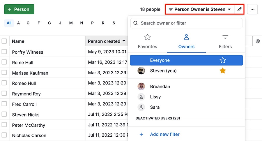 Filtering - Knowledge Base | Pipedrive